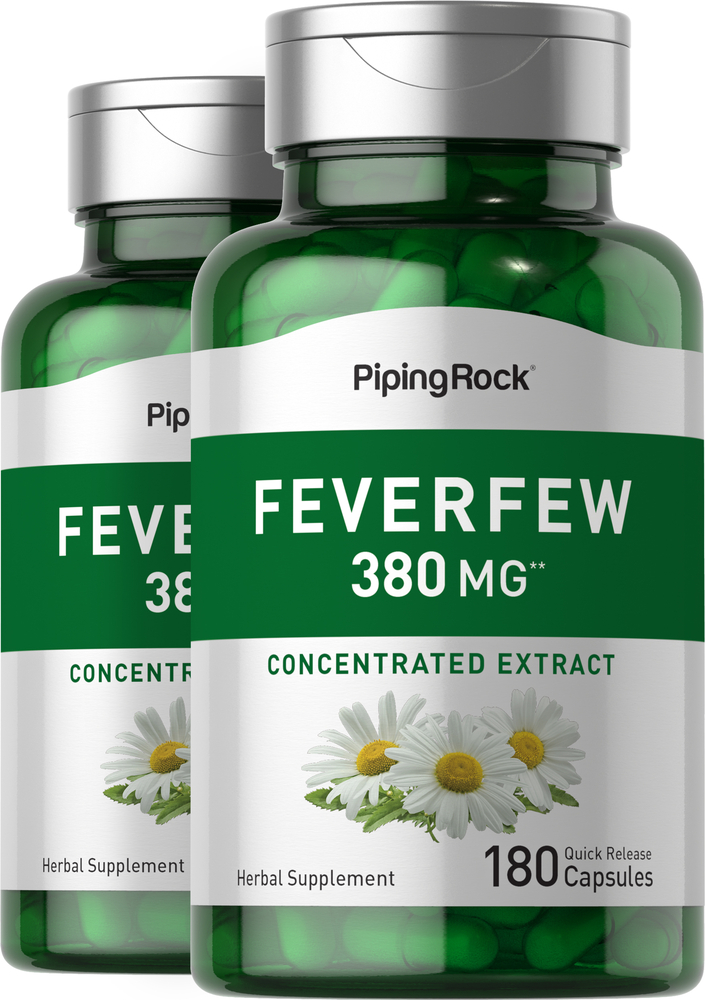 Feverfew, 380 mg, 180 Capsules x 2 Bottles | Nutrition Express by PipingRock Health Products