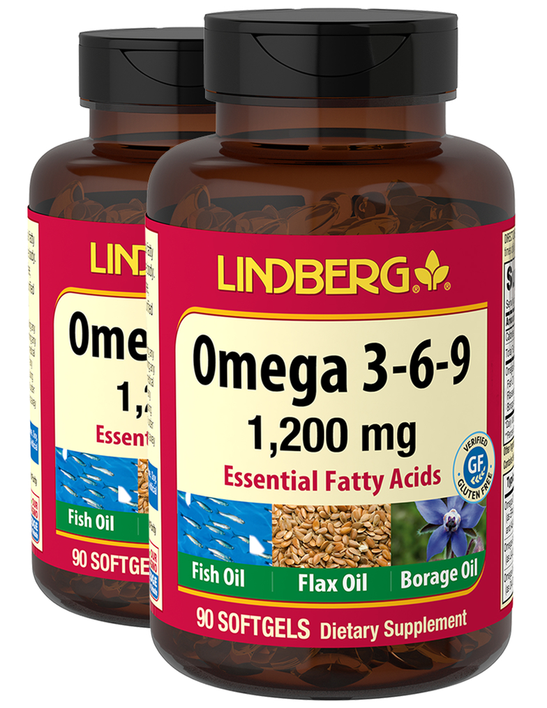 Omega 3-6-9 Fish, Flax & Borage, 1,200 mg, 90 Softgels x 2 botttles ...